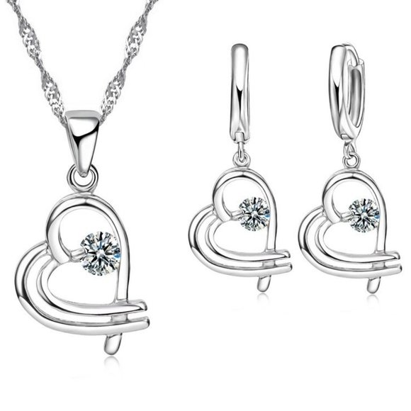 Jewelry | New 925 Sterling Silver Necklace And Earrings Bundle Set ...